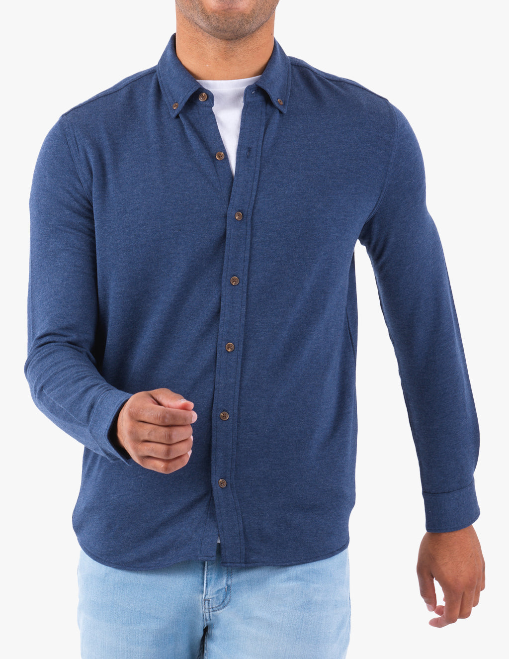 Blue Cashmere Button Down Shirt | Mugsy