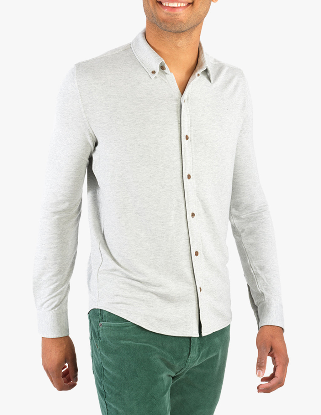 Grey Cashmere Button Down Shirt | Mugsy