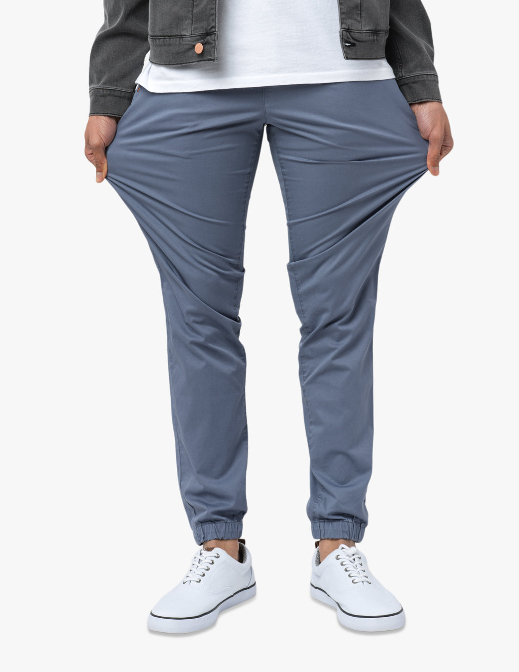 Lightweight Crisp Twill Blue Joggers | Mugsy